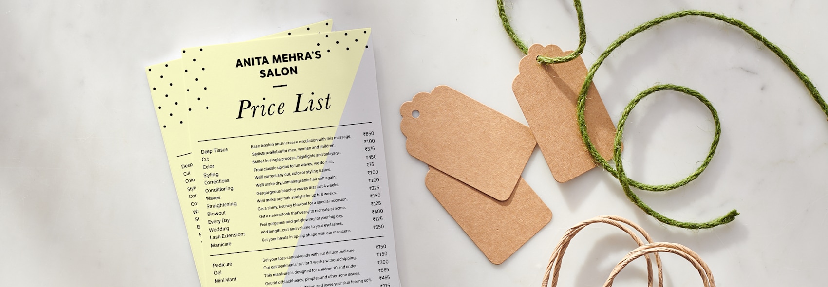 Rate Cards |Business Leaflet Design|Rate Card Display| Vistaprint.in