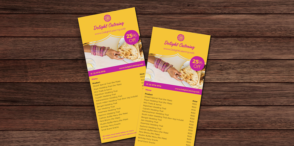 Rate Cards |Business Leaflet Design|Rate Card Display| Vistaprint.in