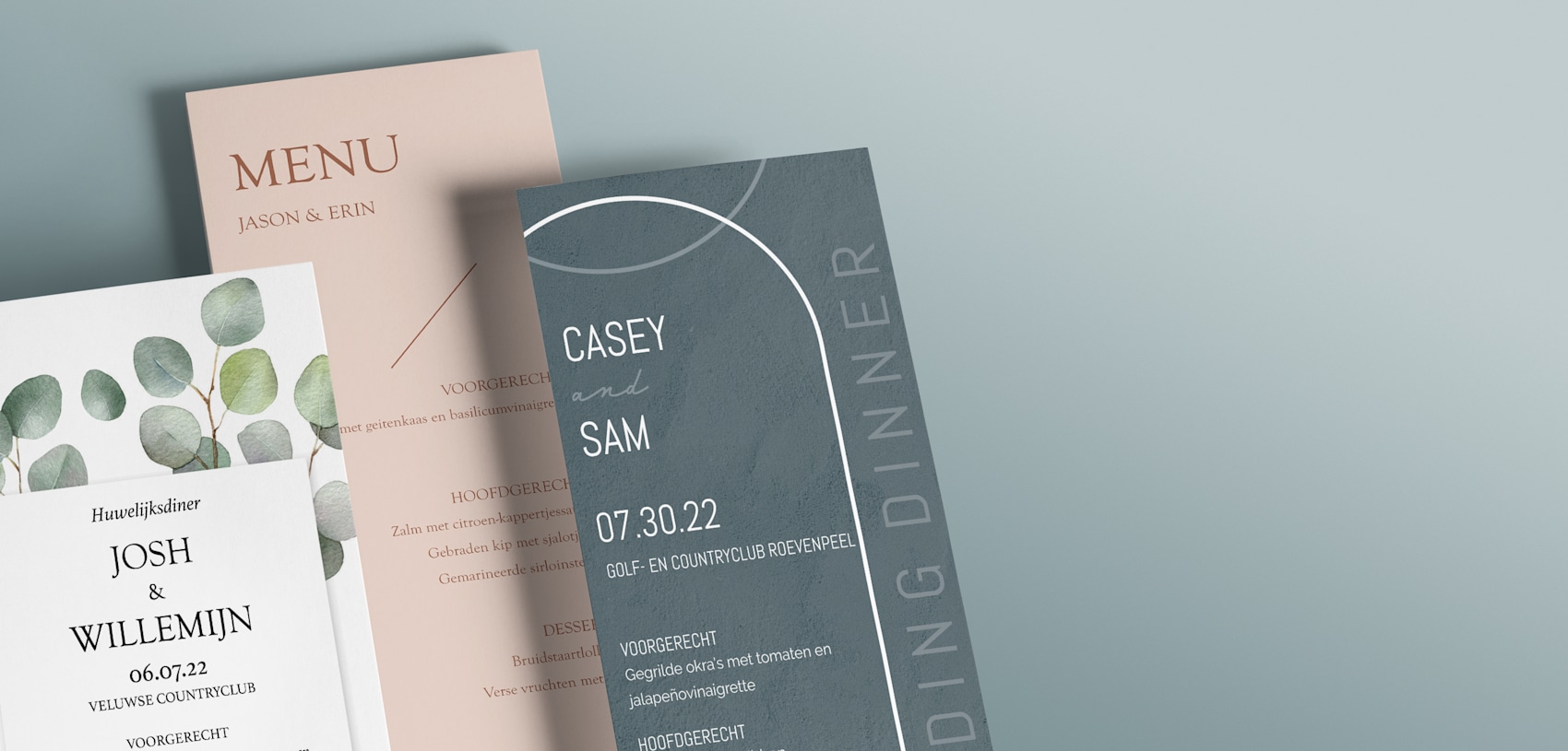Trouwmenu drukken, trouwmenukaarten | Vistaprint