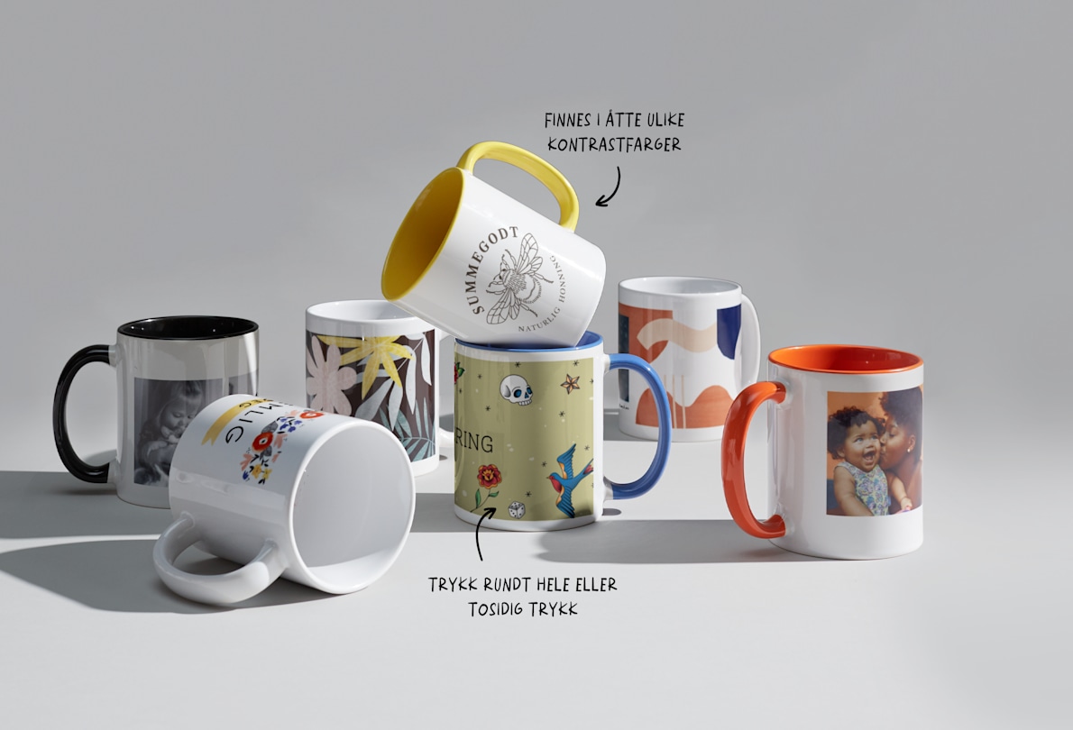 Kopp med tekst - design egen kopp med bilde | VistaPrint