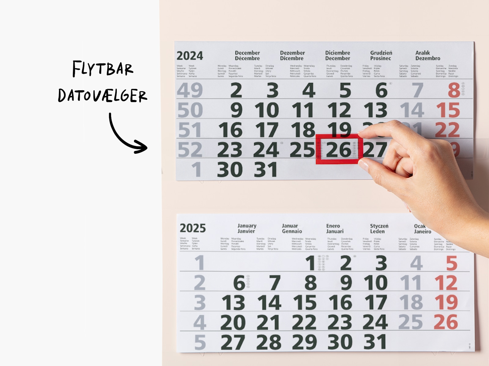 4-måneders kalender 2025 med eget tryk