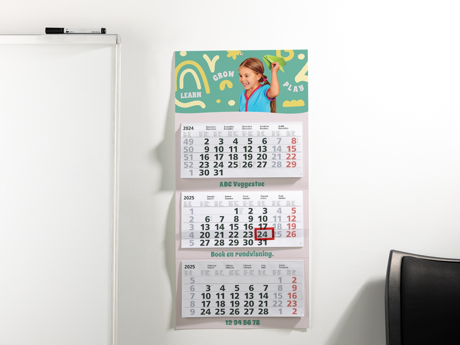 4-måneders kalender 2025 med eget tryk