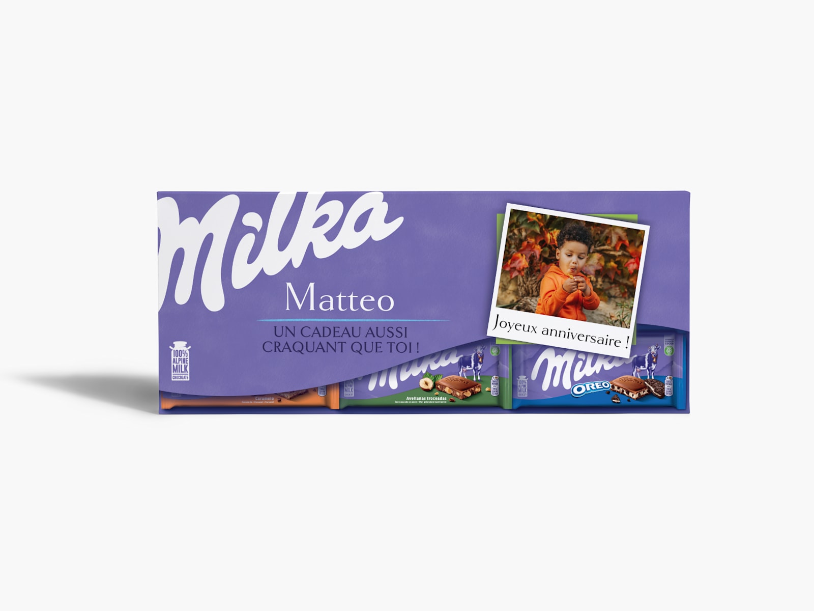 Méga tablette de chocolat Milka personnalisée