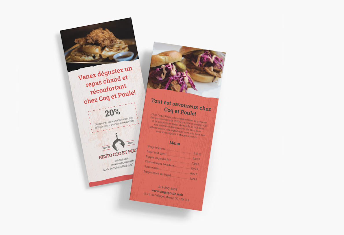 Impression de menus personnalisés pour restaurants | VistaPrint CA