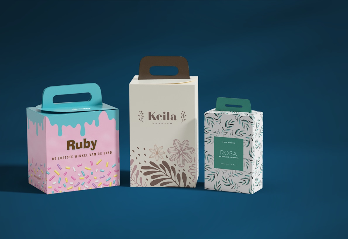 Bedrukte kartonnen geschenkverpakkingen met handvat | VistaPrint