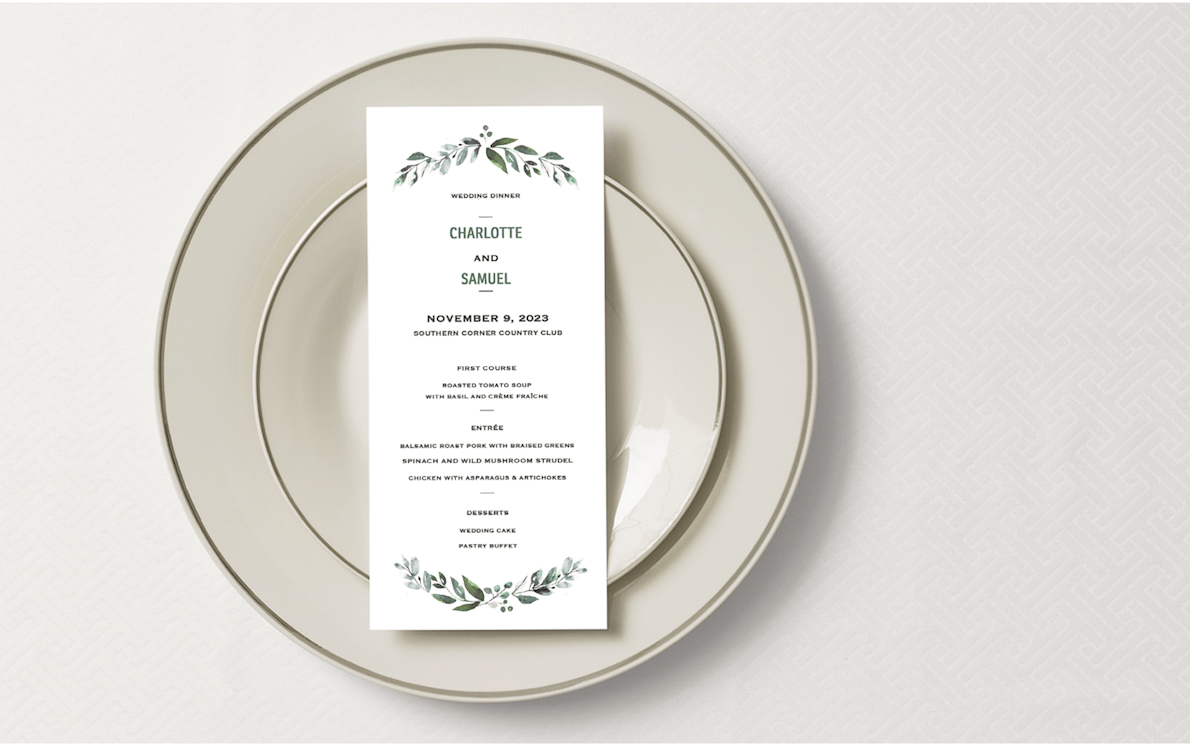 Wedding Menu Printing, Wedding Menu Cards | Vistaprint Singapore