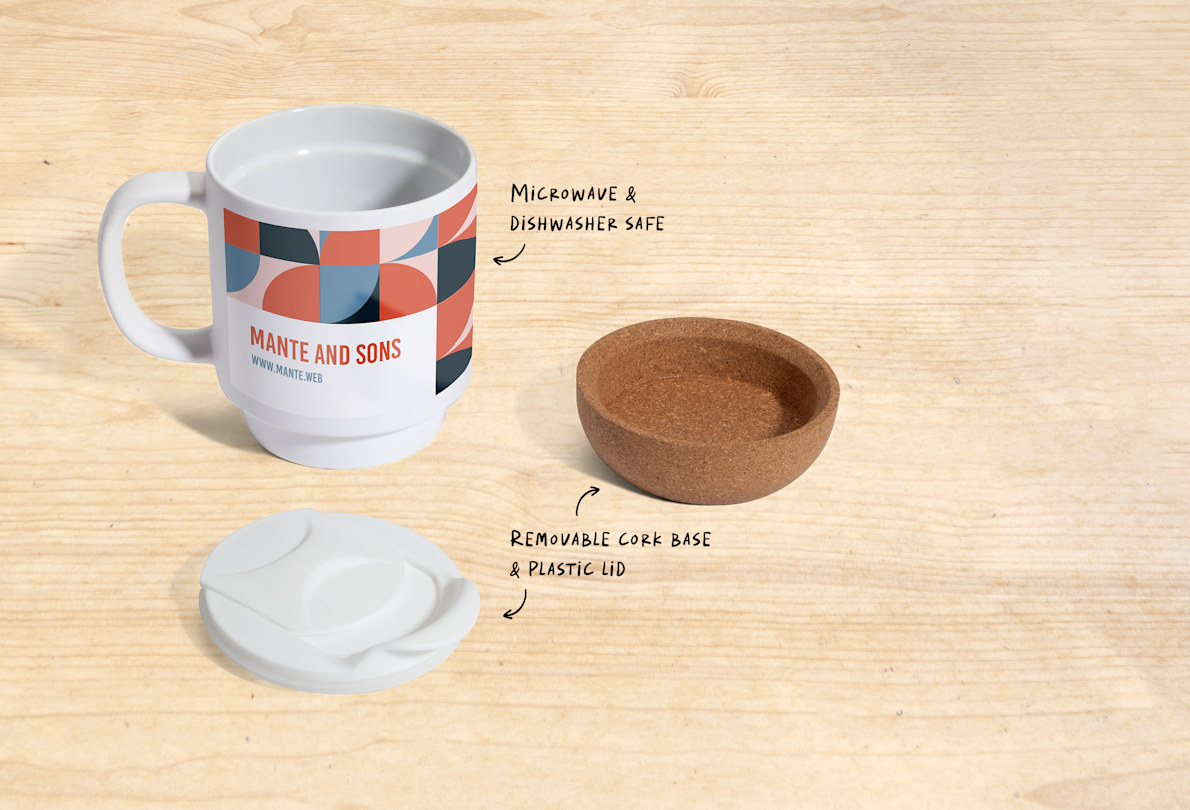 Personalised Cork Base Ceramig Mug with Lid | VistaPrint AU