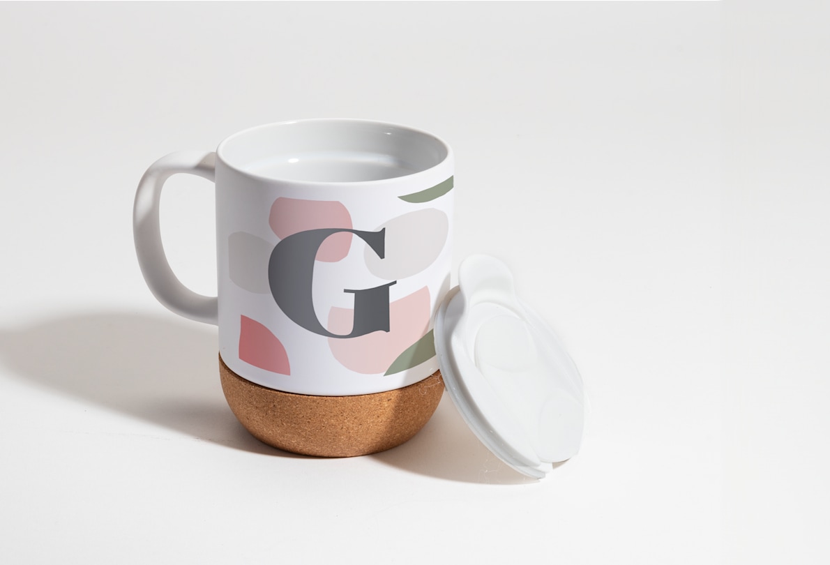 Personalised Cork Base Ceramig Mug with Lid | VistaPrint SG